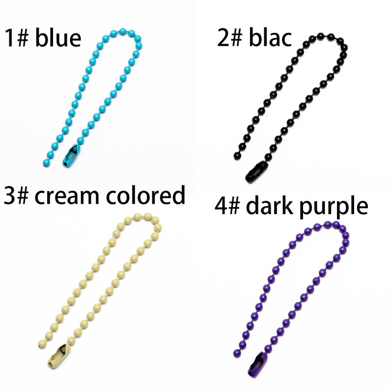 2.4mm 12cm Length Colorful Ball Bead Chains Fits Keyring/key - Etsy