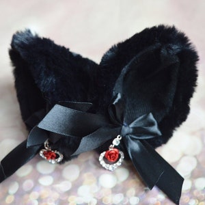 Made to Order Kitten Play Clip on Cat Ears With Bows & Heart - Etsy