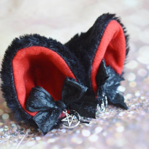 Made to Order Kitten Play Clip on Cat Ears With Ribbon Bows | Etsy