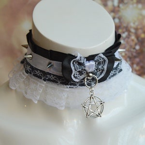 Mto - Gothic Spiked Collar - Witchs Dream - Black & White Victorian ...