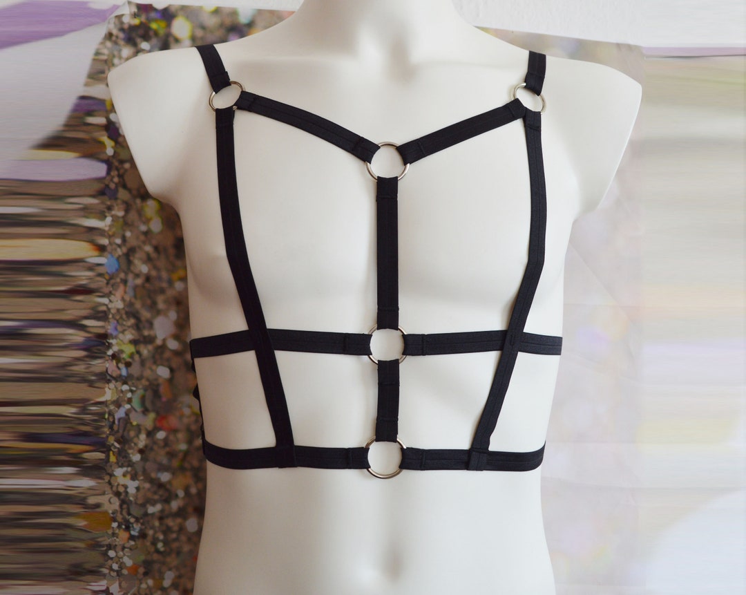 Mto - Male Body Harness - Carlos - Black Elastic Man Cage Bra Harness ...