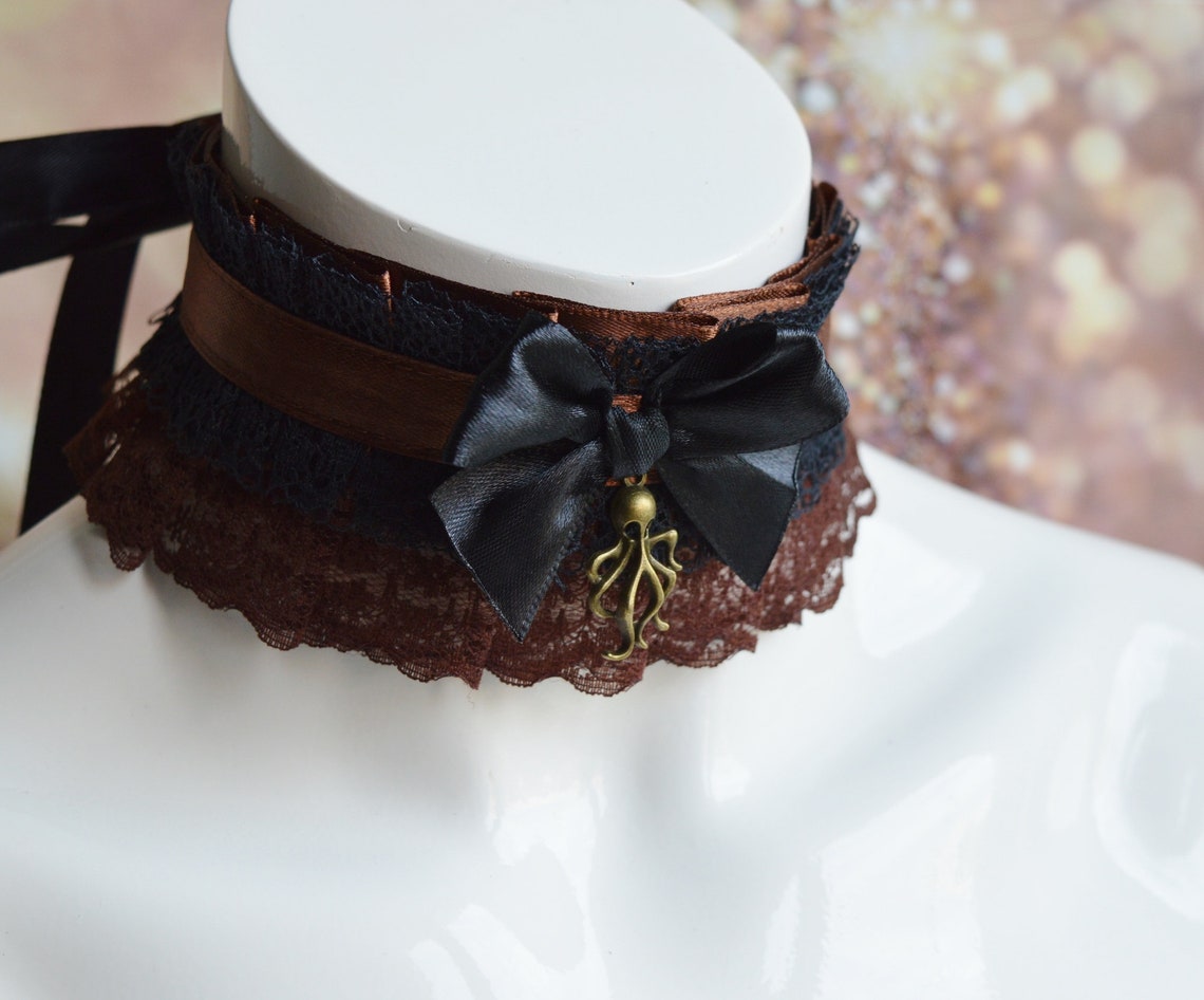 Premade steampunk choker Ancient Omen dark steam collar | Etsy
