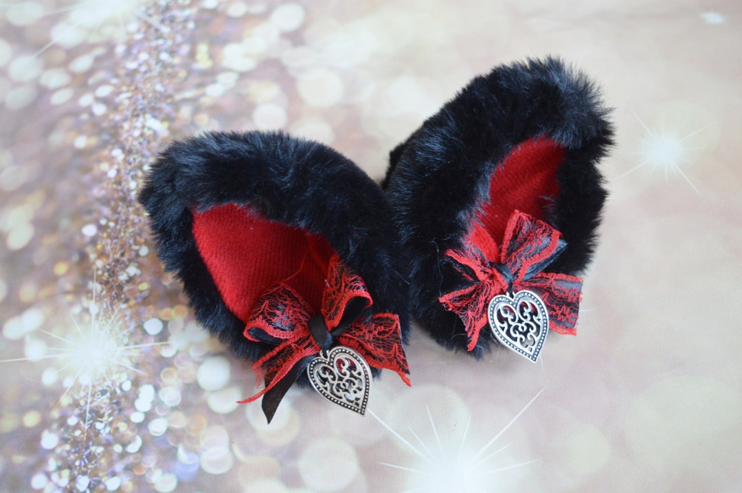 Mto Kitten Play Clip on Cat Ears With Ribbon Bow Neko Lolita Cosplay ...