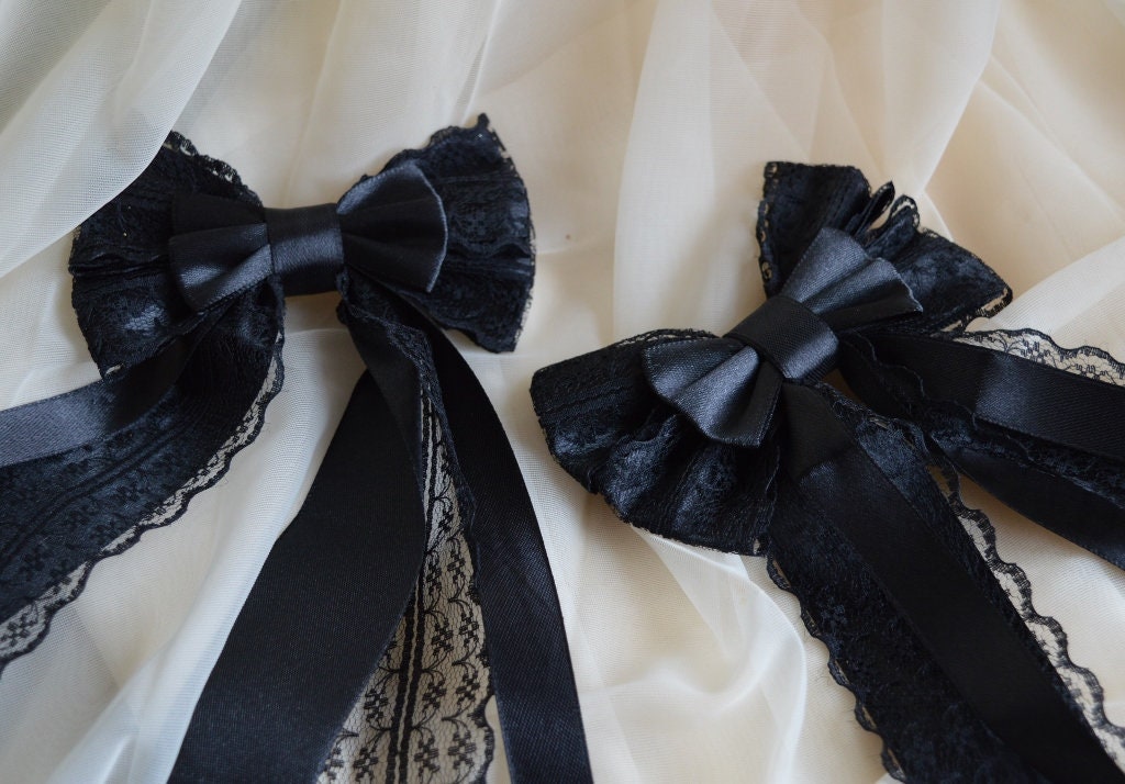 Made to Order 5 Hair Bow Dark Black Goth Gothic Dark - Etsy