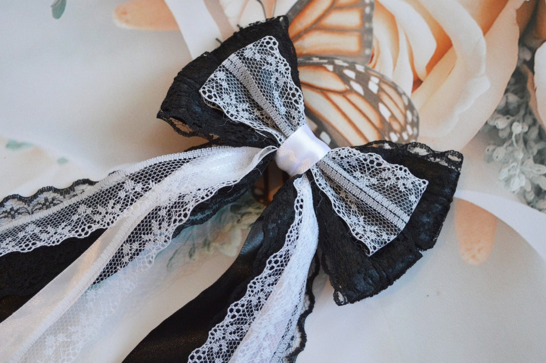 Mto - Hair Bow - Black Lilac - Gothic Goth Fashion Accessory Bow Lolita ...