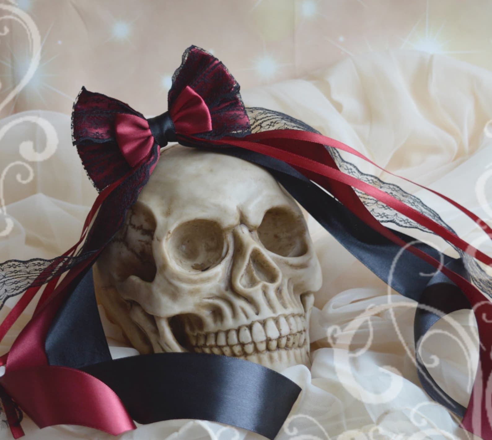 Made to Order Hair Bow Gothic Goth Black and Red Lolita - Etsy