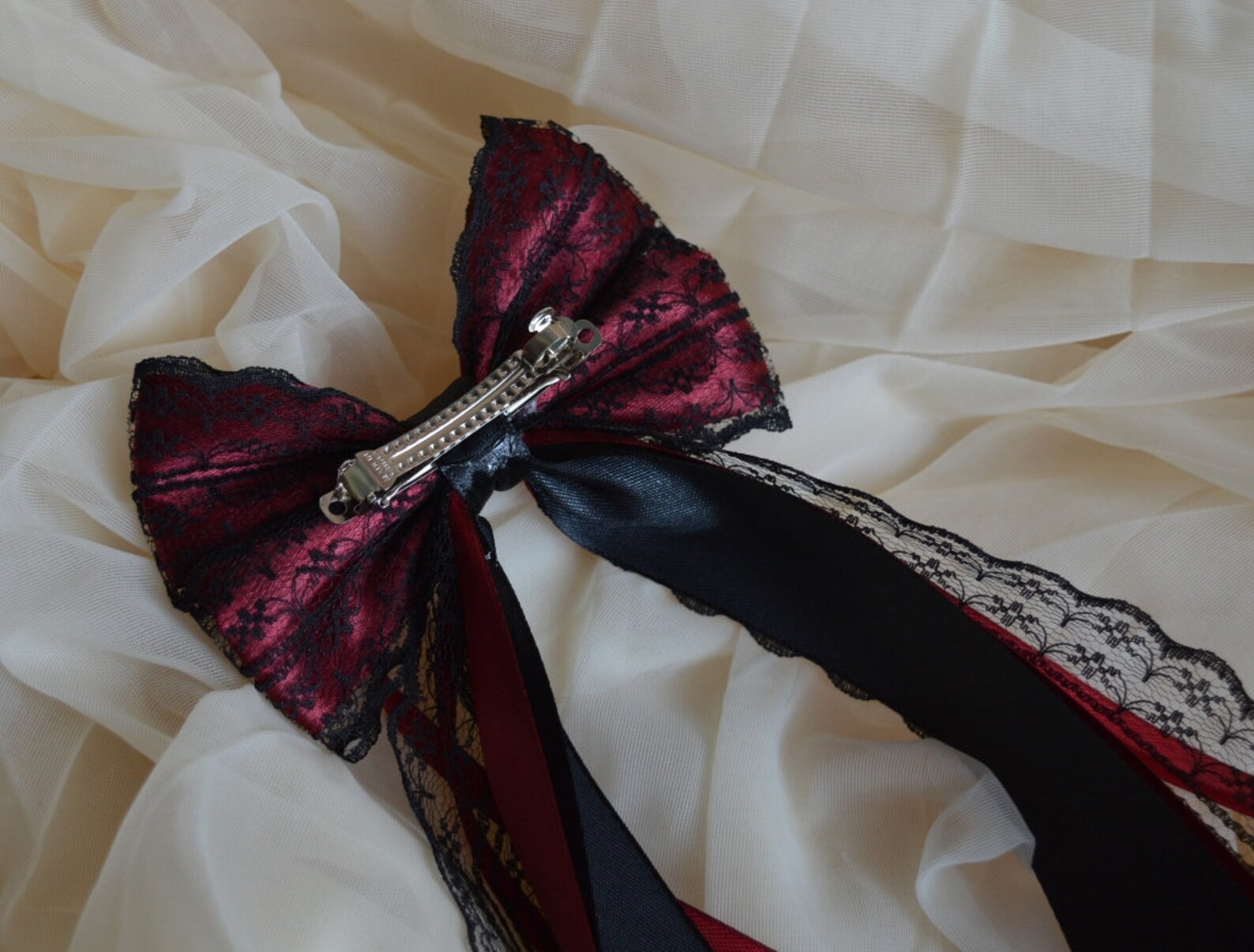 Made to Order Hair Bow Gothic Goth Black and Red Lolita | Etsy