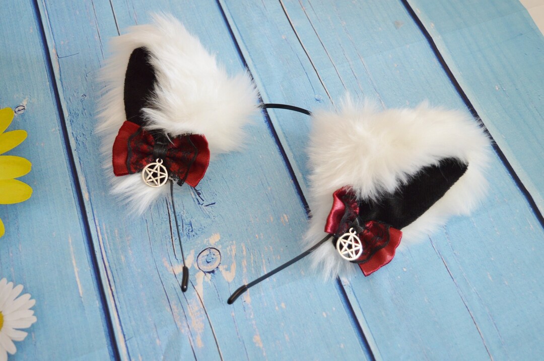 Premade - Kitten Play Headbabd Cat Ears W/ Pentagrams - Kawaii Neko ...