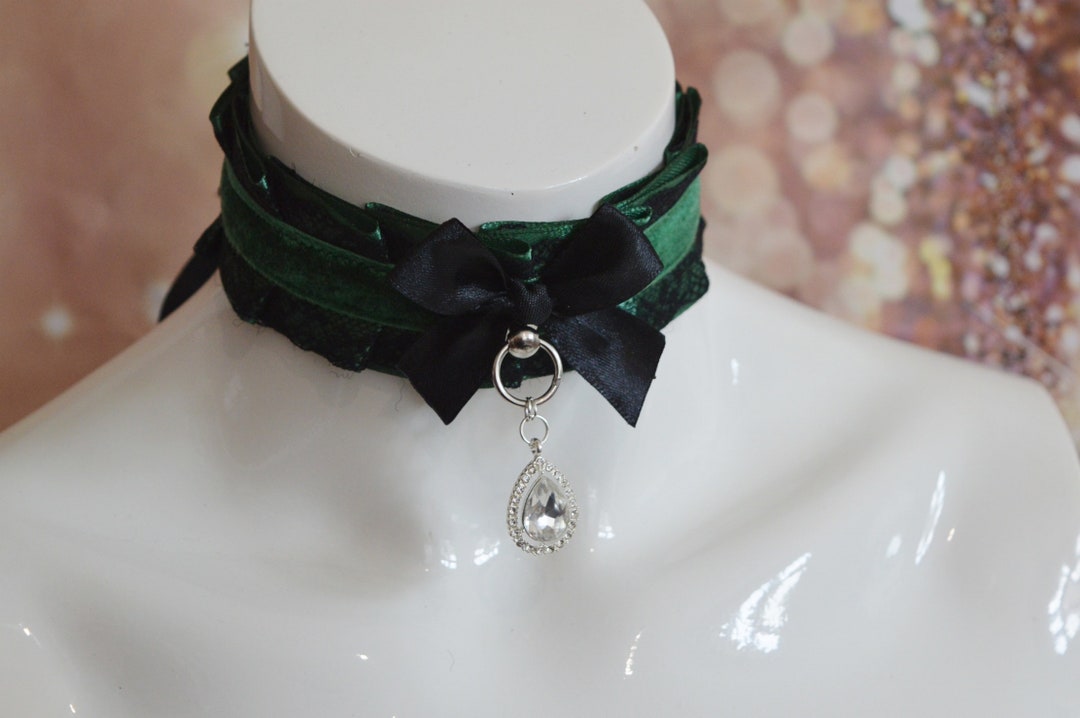 Mto - Gothic Collar - Trickster - Dark Green Choker Necklace With ...