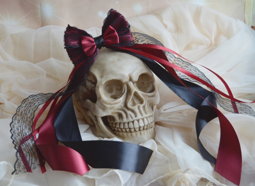 Made to Order Hair Bow Gothic Goth Black and Red Lolita - Etsy