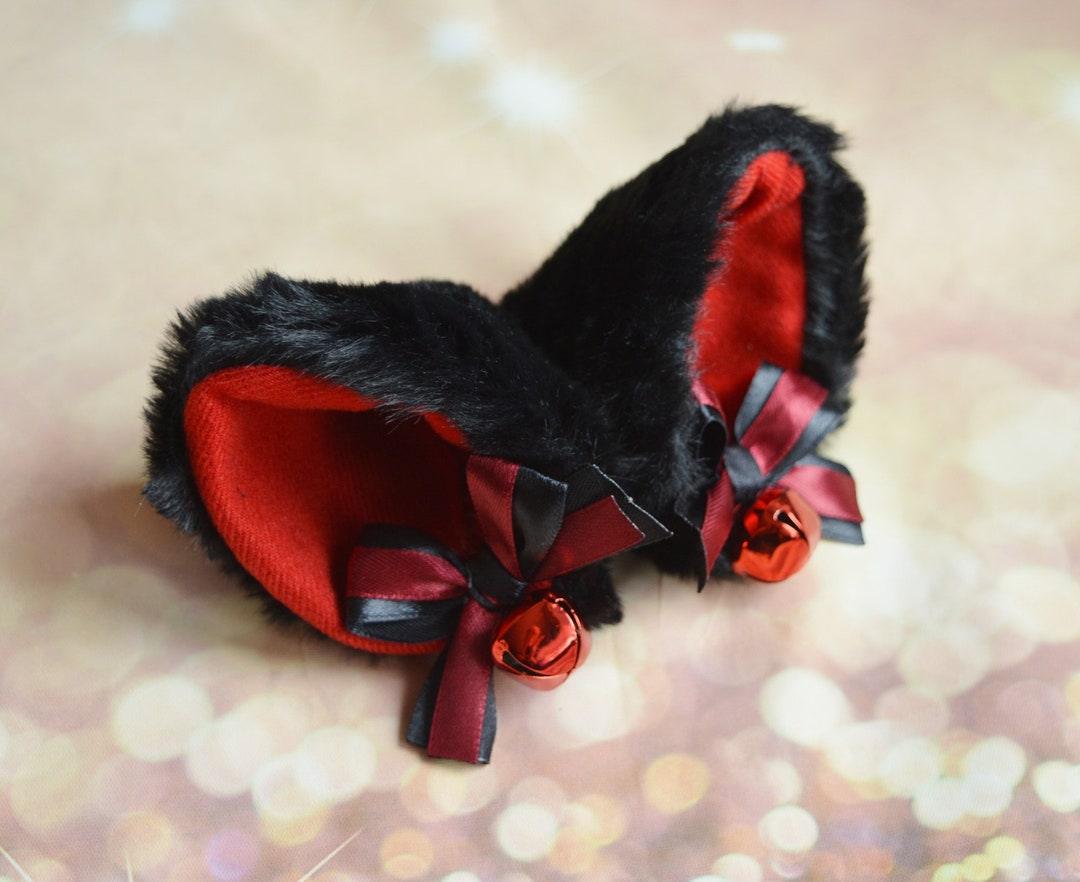 Mto Kitten Play Clip on Cat Ears With Ribbon Bows and Bell Neko Cosplay ...