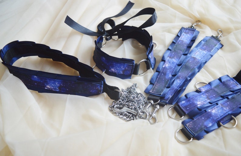 Made to Order Kitten Play Collar Leash & Cuffs Set Night - Etsy
