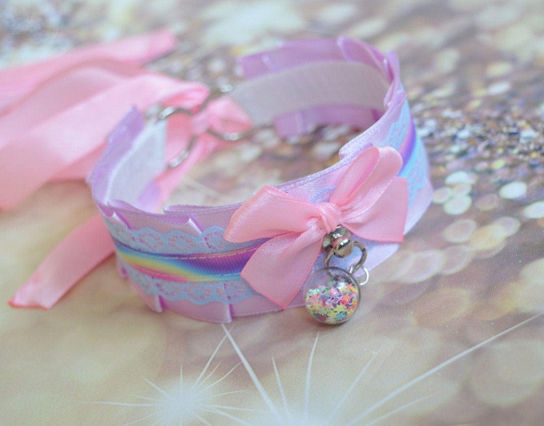 Mto DDLG Choker Rainbow Sparkle Kittenplay Collar Cgl Abdl Daddy Kink ...