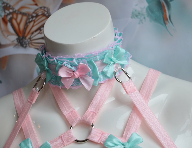 Mto - Body Harness Bra With Collar - Venariael - Pastel Elastic Bra ...