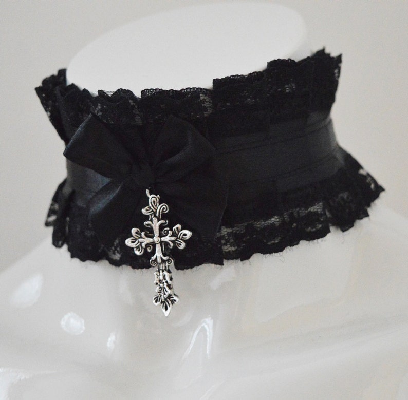 Made to Order Gothic Choker Goth Lady Black Pleated | Etsy