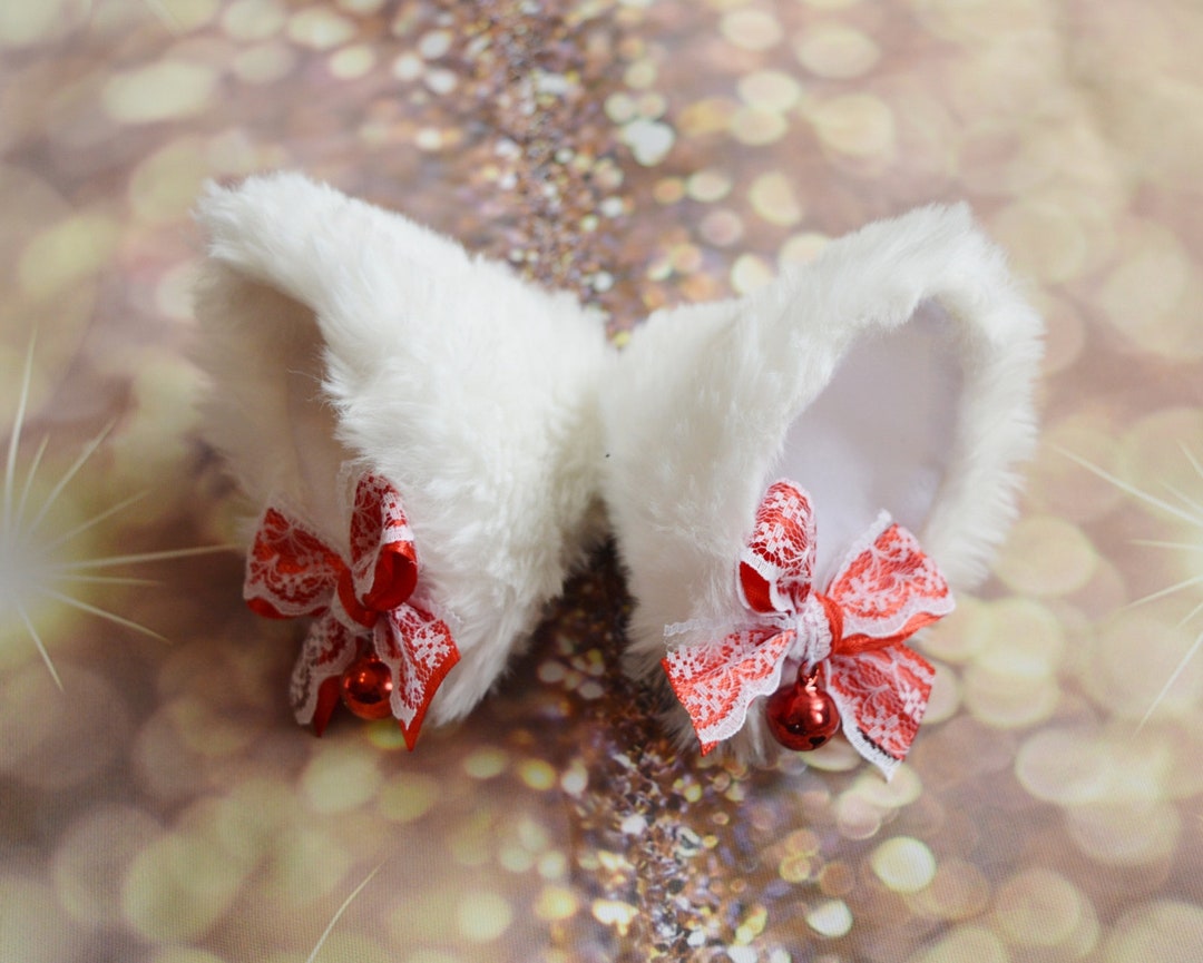 Mto Kitten Play Clip on Cat Ears With Ribbon Bow Neko Lolita Cosplay ...
