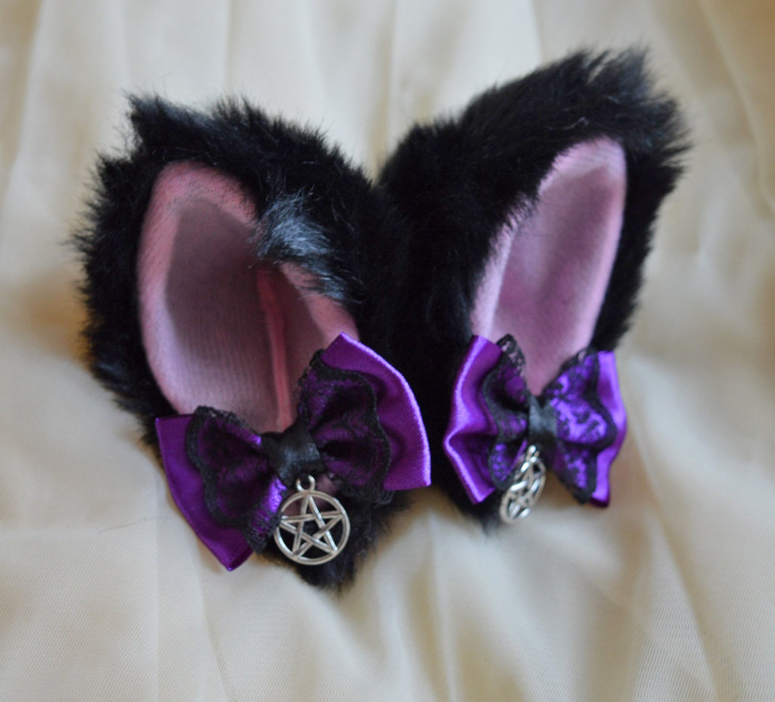 Made to Order Kitten Play Clip on Cat Ears With Pentagram | Etsy