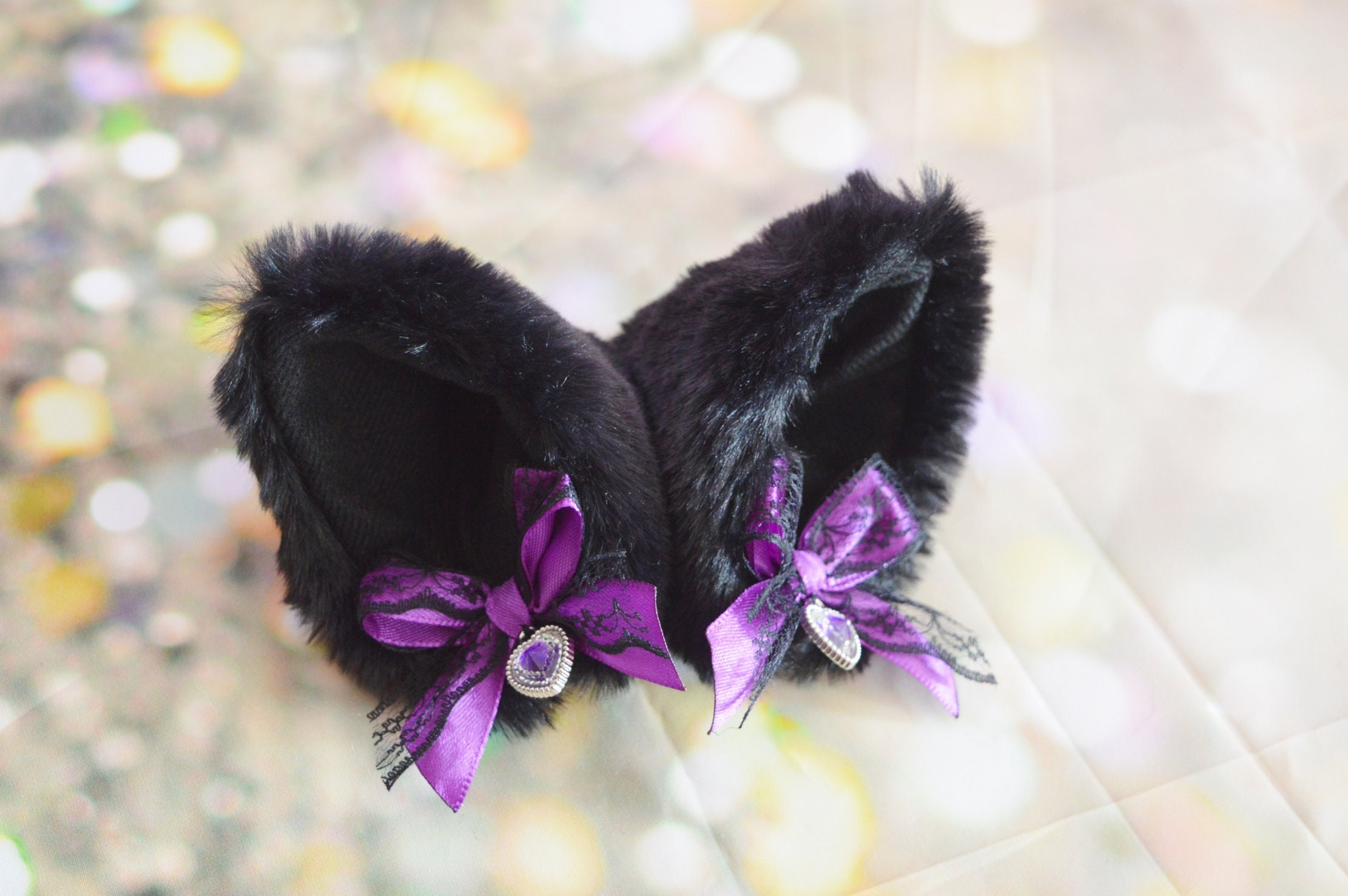 Made to Order Kitten Play Clip on Cat Ears With Ribbon Bows - Etsy