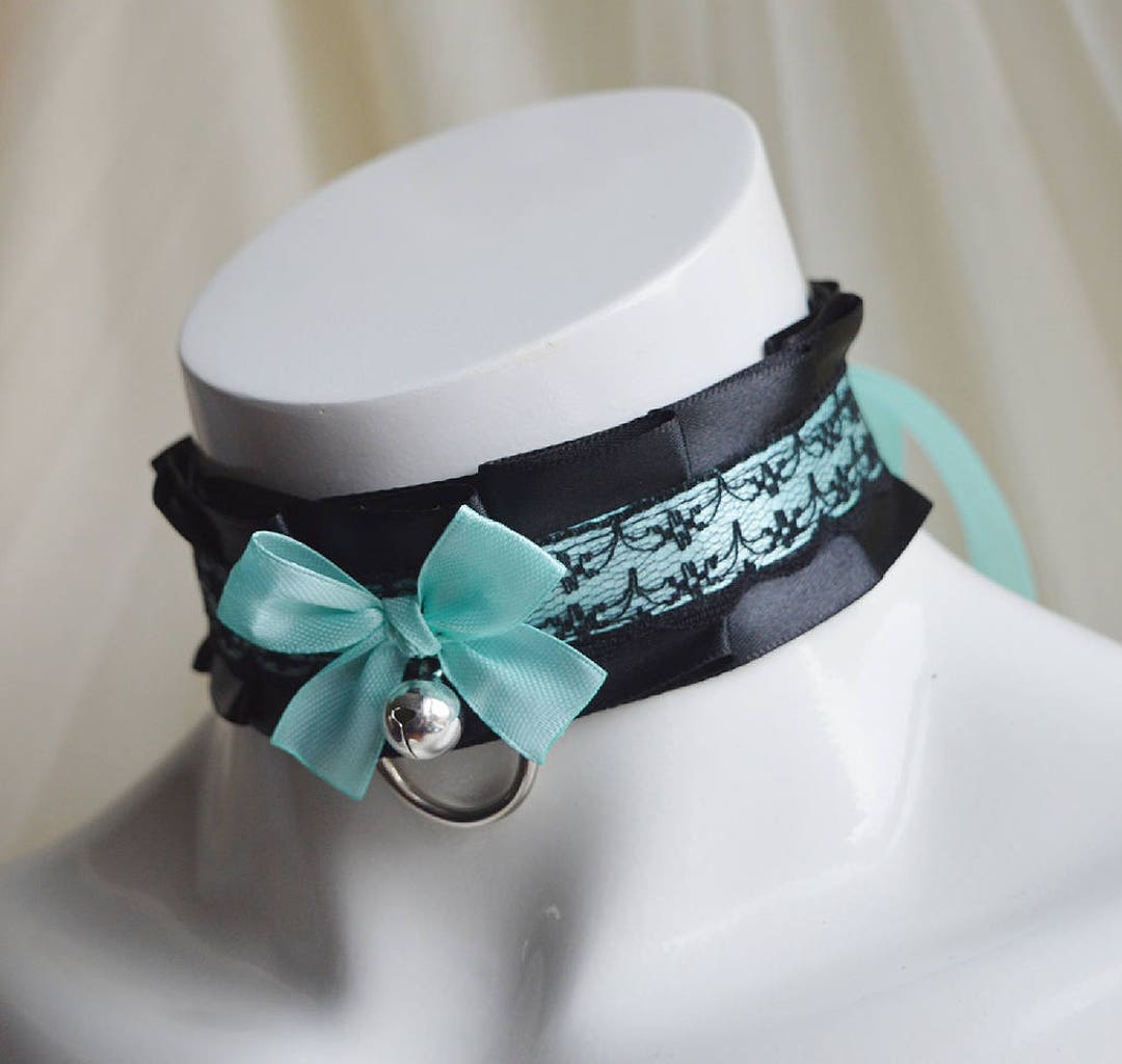 Mto Kitten Play Collar Turquoise Darkness Black Gothic Pleated Ruffled ...