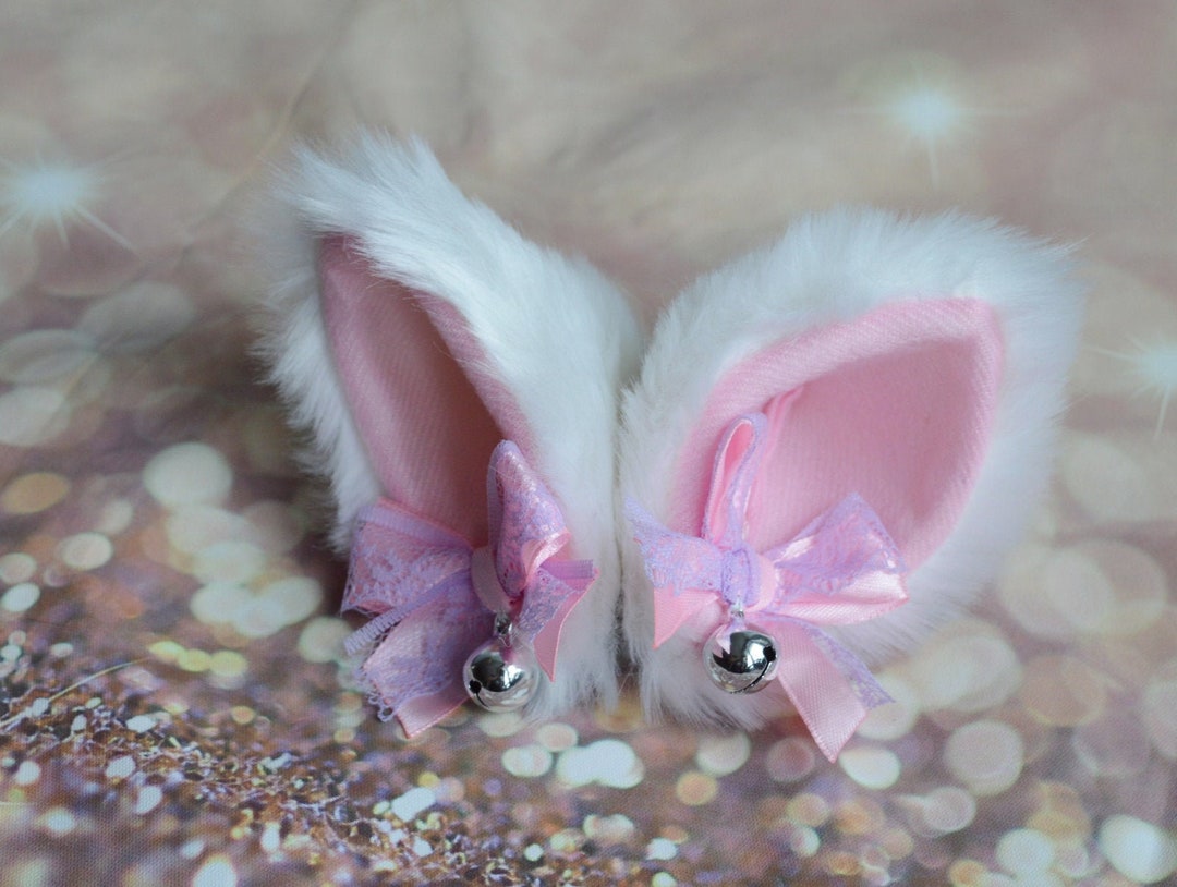 Mto Kitten Play Clip on Cat Ears With Ribbon Bows and Bell - Neko ...