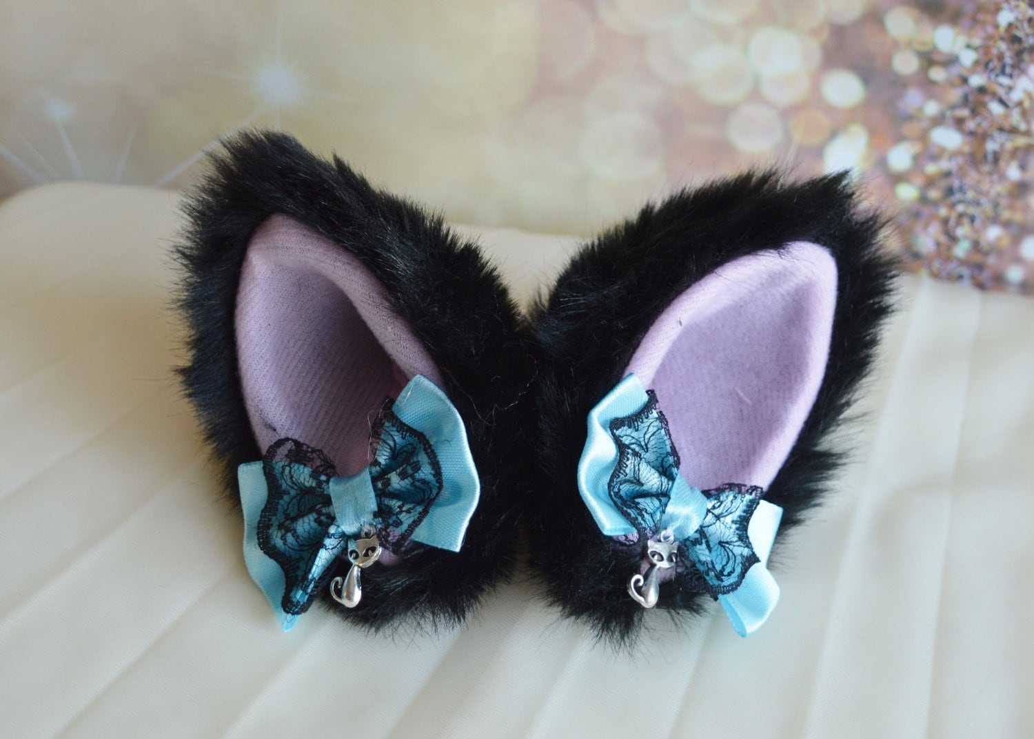 Mto Kitten Play Clip on Cat Ears With Ribbon Bows Neko - Etsy