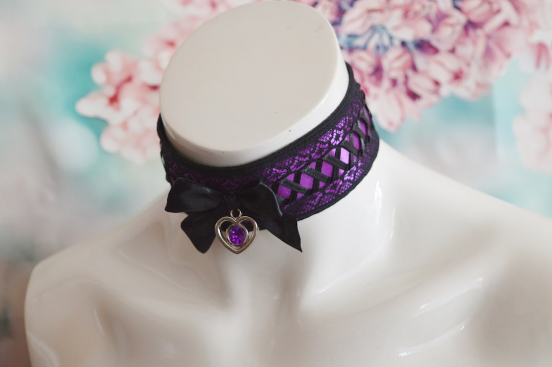 Mto - Purple Goth Choker - Kallinei - Black and Violet Gothic Kitten ...