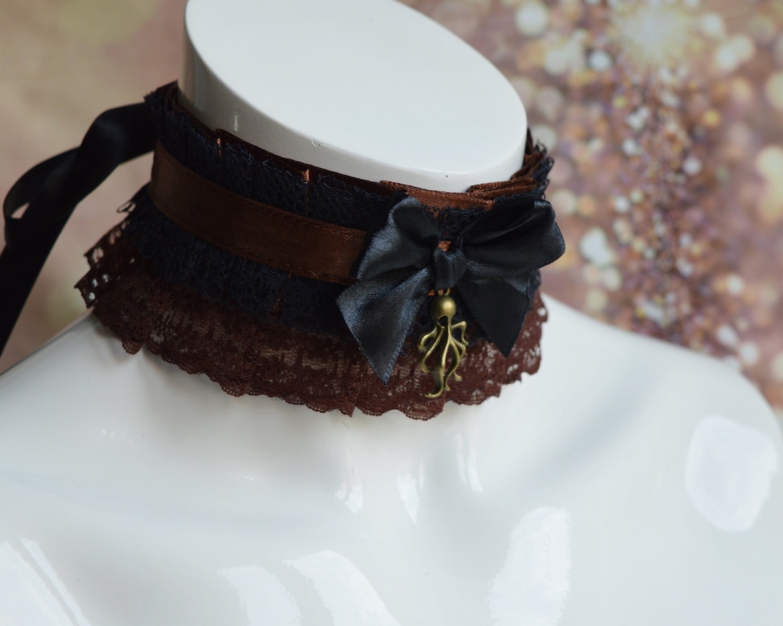 Premade steampunk choker Ancient Omen dark steam collar | Etsy