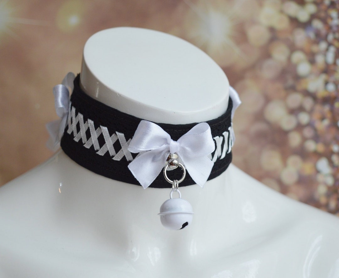 Mto - Gothic Kitten Play Laced Choker - Catherine - Black and White ...