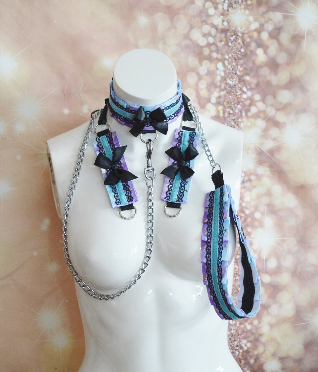 Mto Kitten Play Collar Leash Cuffs Set Velvet Night Bdsm Proof ...