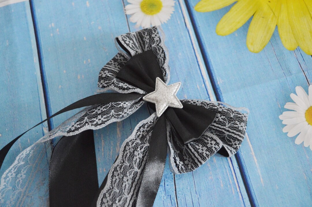 Mto - Hair Bow W/ Star - Black Goth Gothic Dark Lolita Harajuku ...