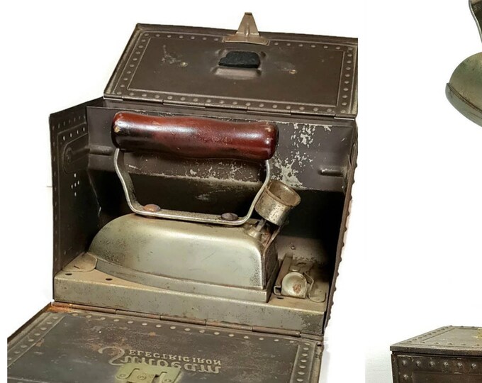 ANTIQUE ELECTRIC IRON in Metal Box Vintage Sunbeam Iron 1900s Display ...