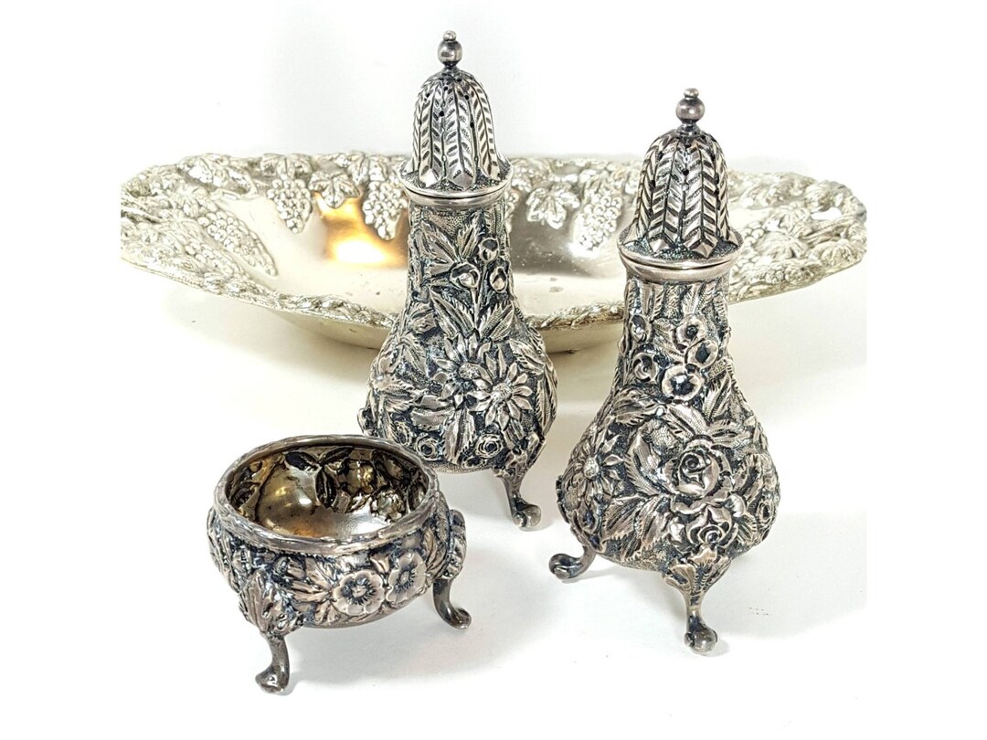 Antique Sterling Silver Salt & Pepper Set W Steiff Salt Cellar 1800's ...