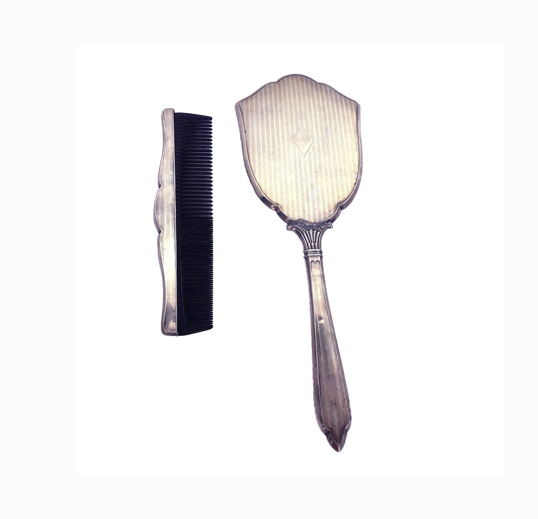 Antique Sterling Silver Hand Mirror and Comb Set Vintage Sterling ...