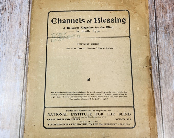 Antique Braille Magazine, 1922 Vintage Braille Religious Book ...