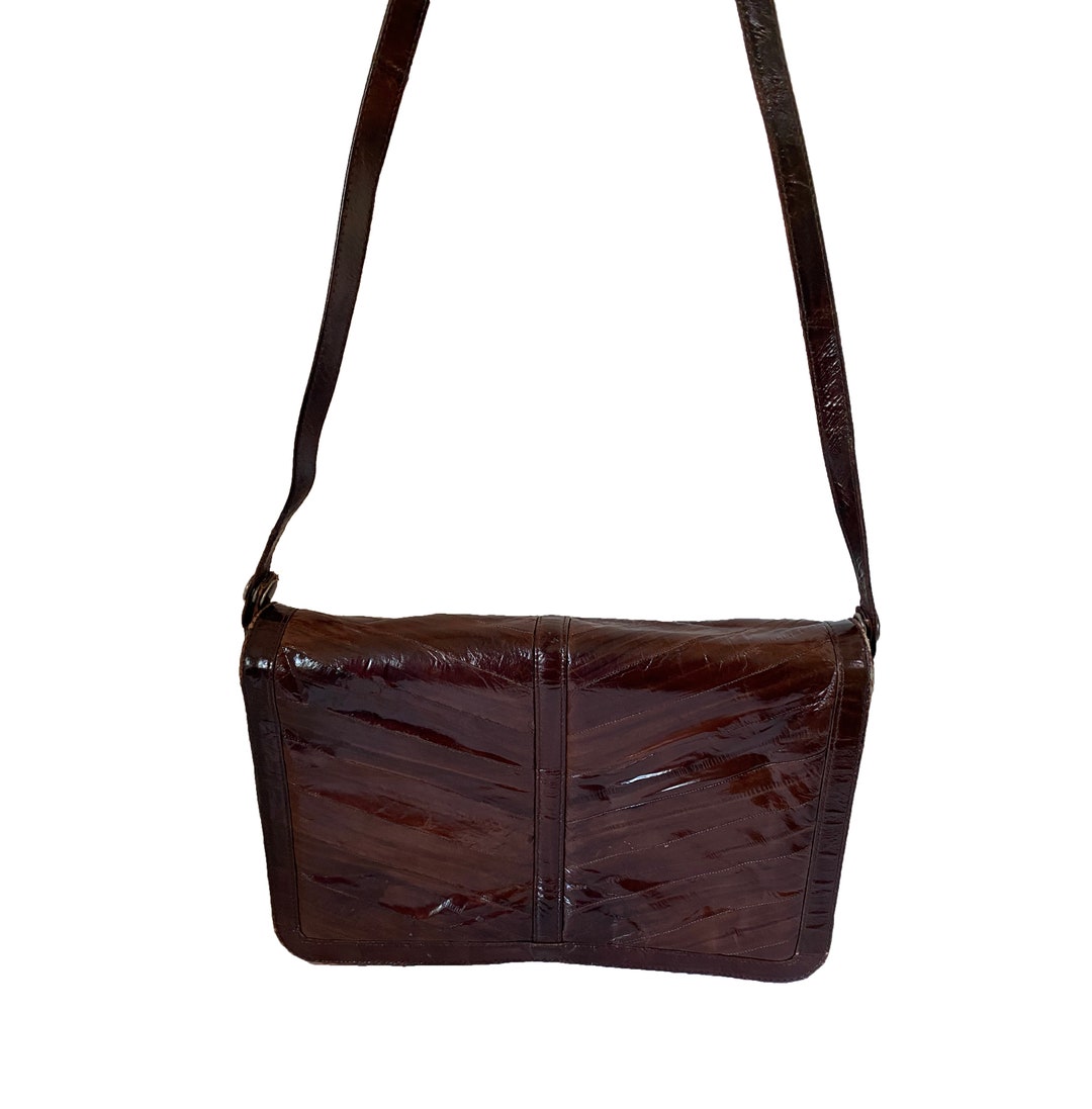 Vintage Eel Skin Bag Brown Eel Skin Handbag 1970's Eel Skin Purse ...