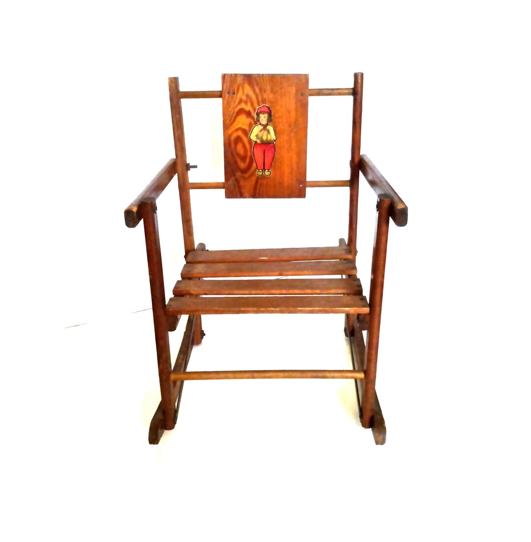 15" Toy Rocking Chair Doll Wooden Rocker 1940s Vintage Doll Furniture ...