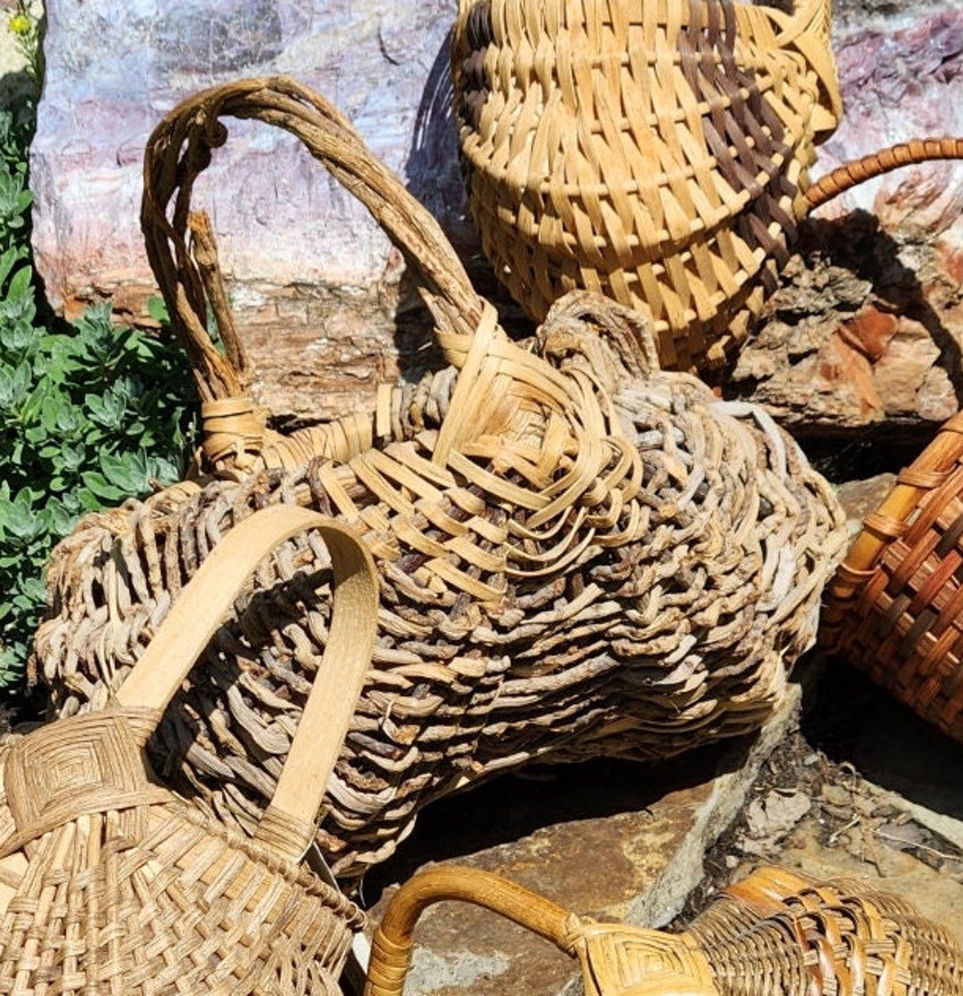 Egg Basket, Large 16 Rustic Farm Basket, God's Eye Primitive Handwoven ...