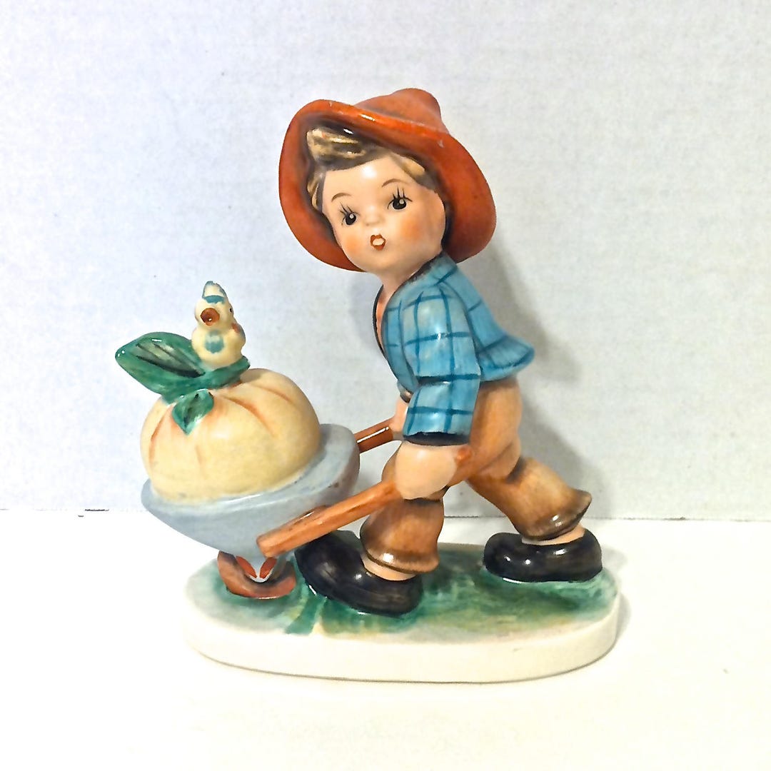 VINTAGE GERMAN FIGURINE Little Boy Farmer From West Germany Freidel Boy ...