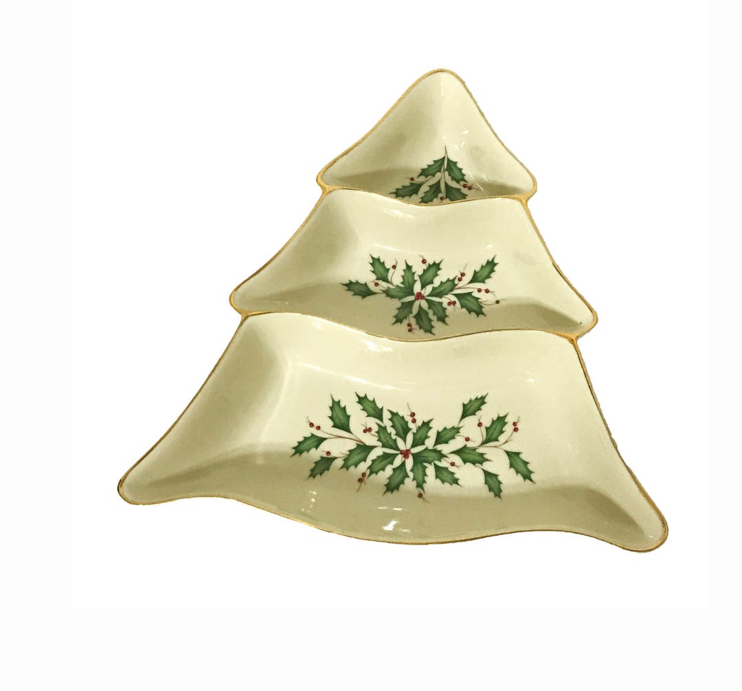 Vintage Lenox Ceramic Christmas Tree Dish Hors D'oeuvre Serving Dish in ...