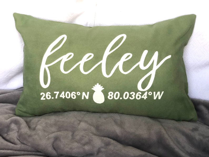 Hand Screen Printed Pillow AND Insert, Custom Pillow Cover, Longitude ...