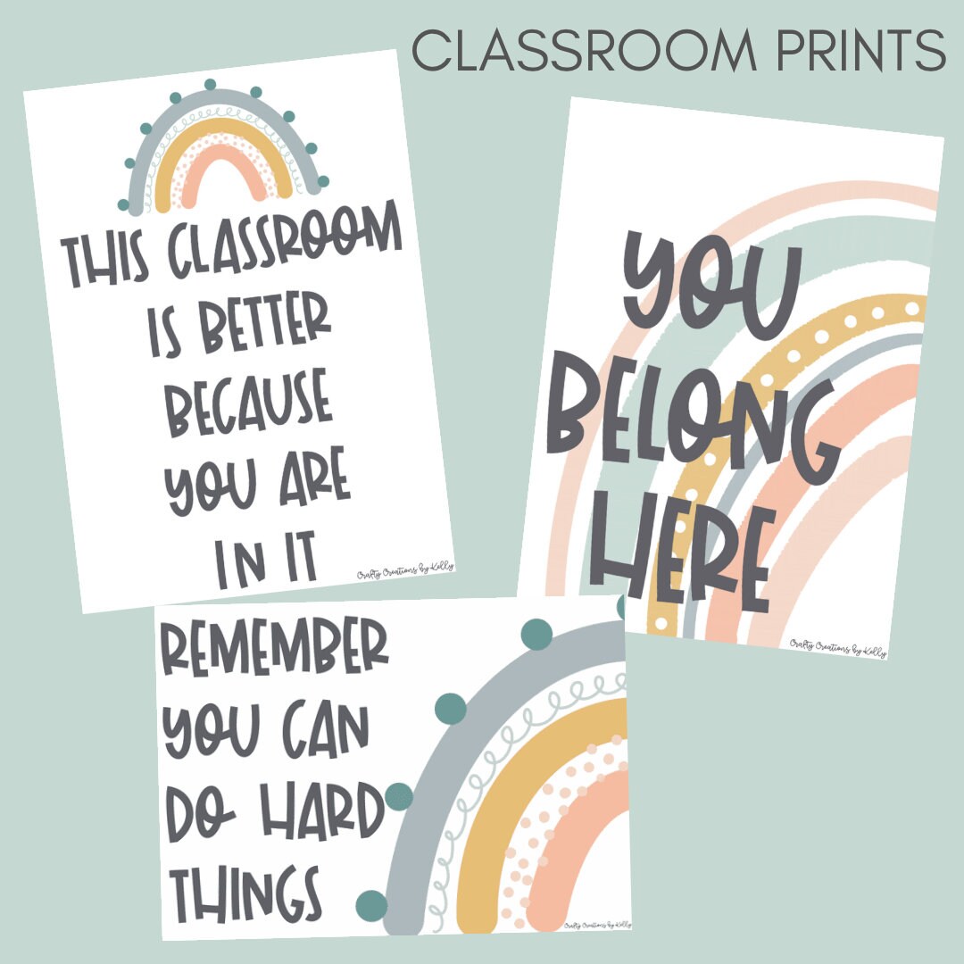 Boho Rainbow Motivational Classroom Poster DIGITAL Prints - Etsy