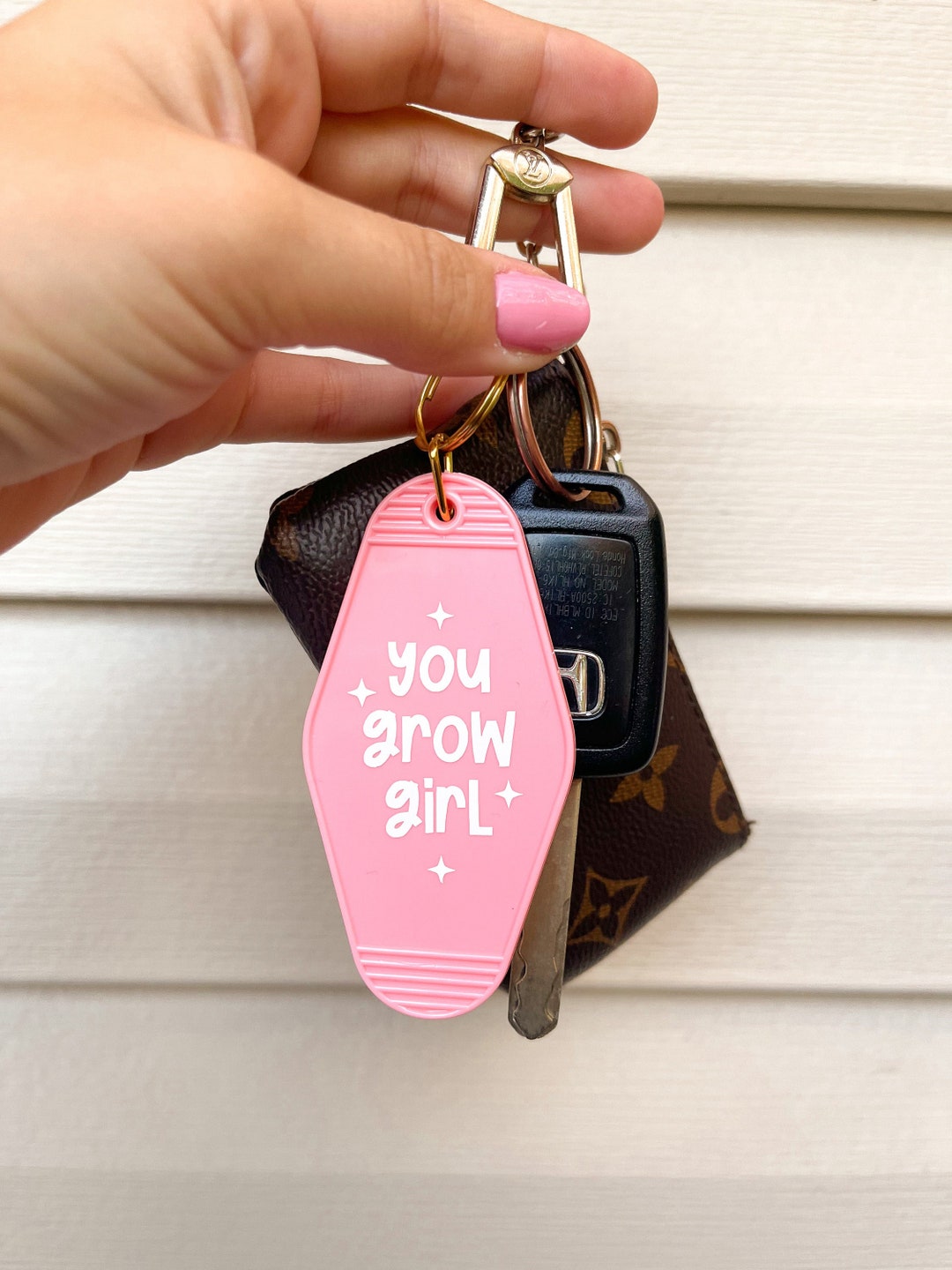 Motel Keychain, You Grow Girl Keychain, Pink Aesthetic, Retro Keychain ...
