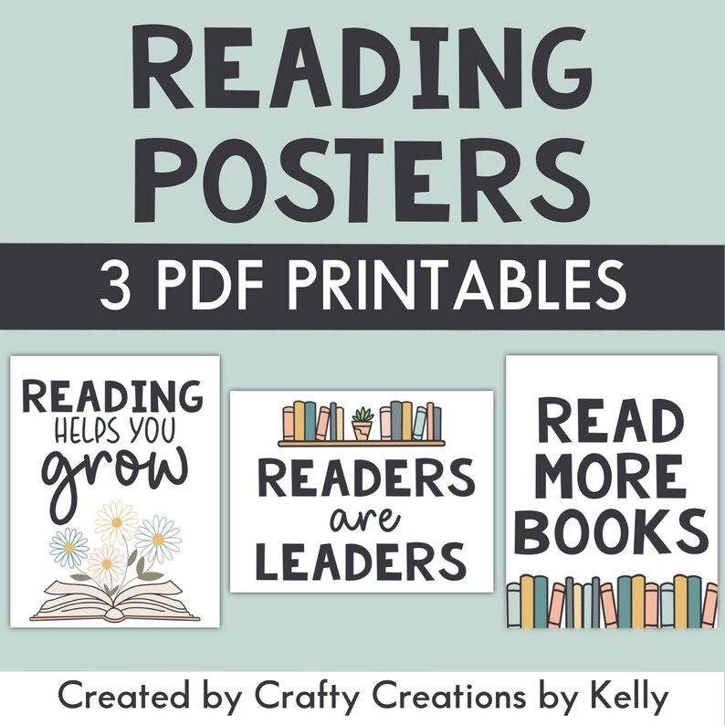 Boho Neutral Rainbow Reading Posters DIGITAL DOWNLOAD - Etsy