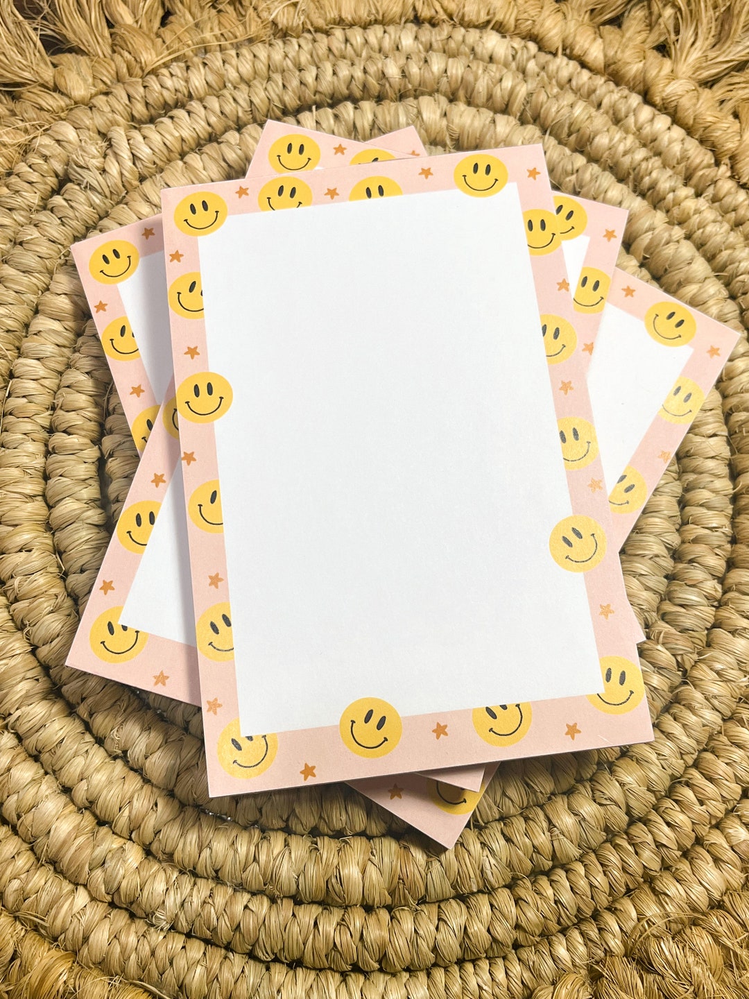 Smiley Face and Star Happy 4x6 Notepad With Magnet - Etsy