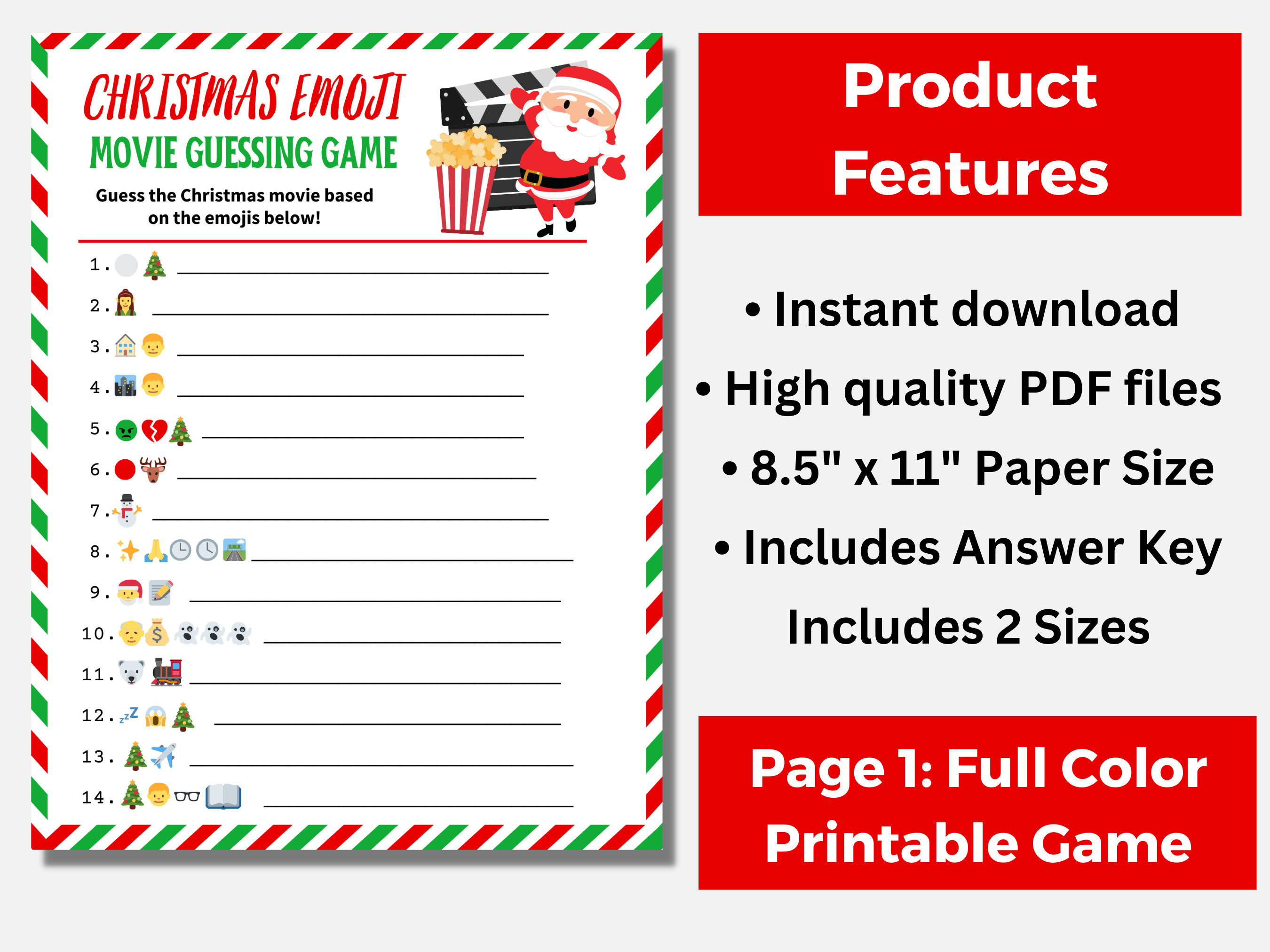 Christmas Movie Emoji Game, Christmas Party Emoji Activity, Christmas ...