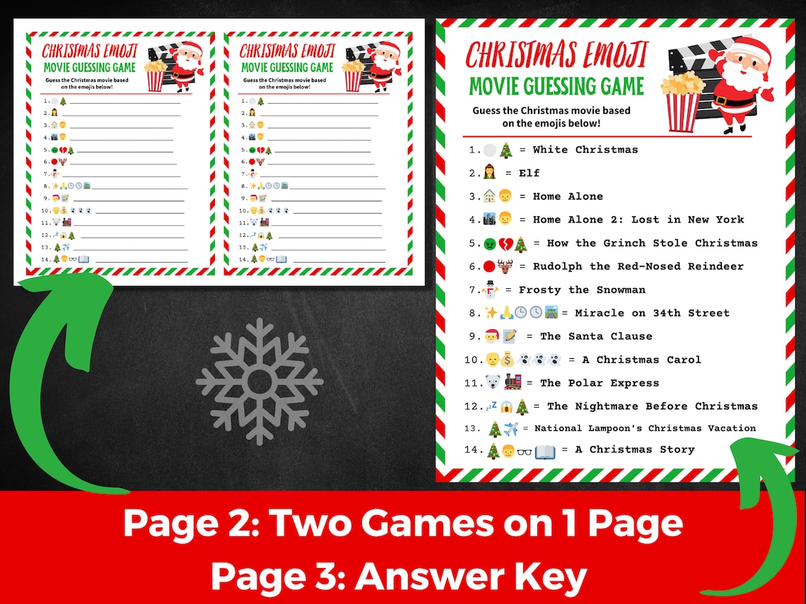 Christmas Emoji Pictionary BUNDLE: SONG & MOVIE Game, Guess the ...