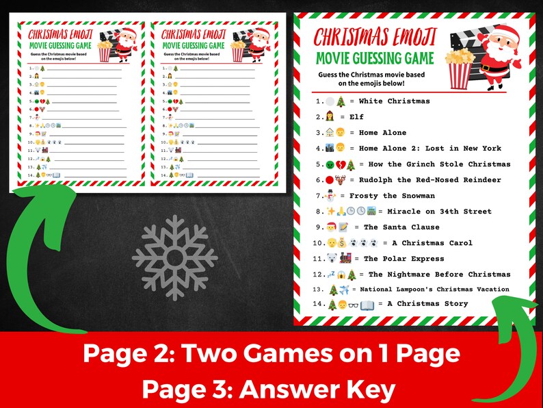 Christmas Emoji Pictionary BUNDLE: SONG & MOVIE Game, Guess the ...
