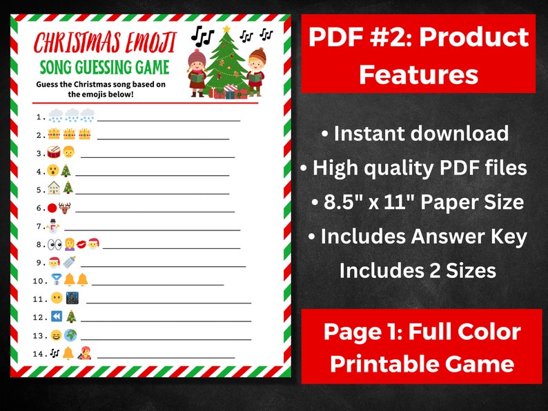 Christmas Emoji Pictionary BUNDLE: SONG & MOVIE Game, Guess the ...