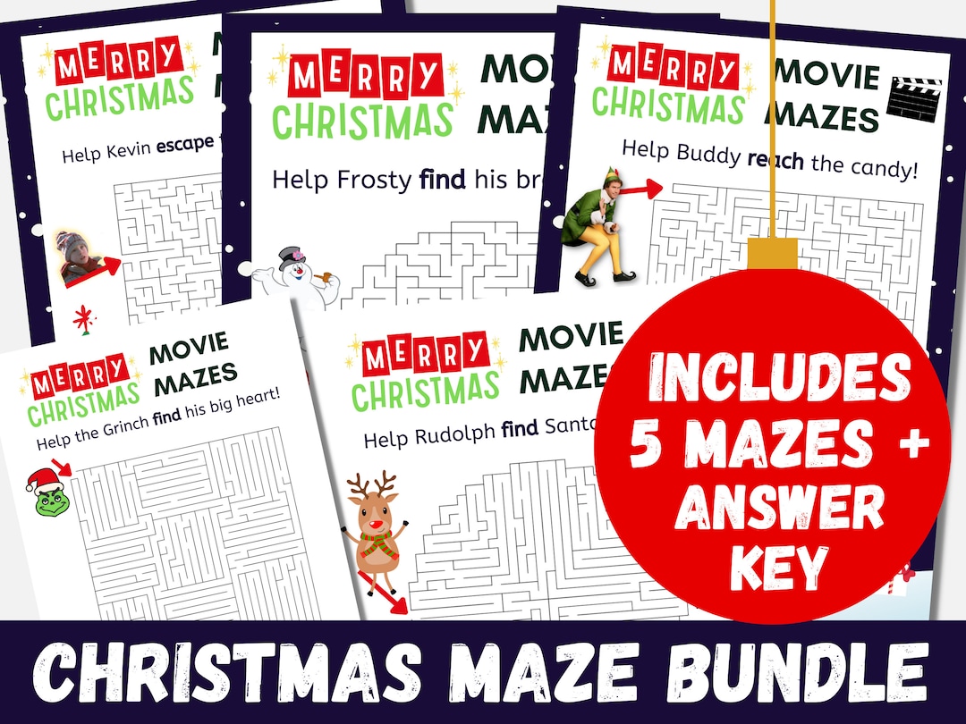 CHRISTMAS MAZES BUNDLE 5 Christmas Movie Maze Activities for - Etsy