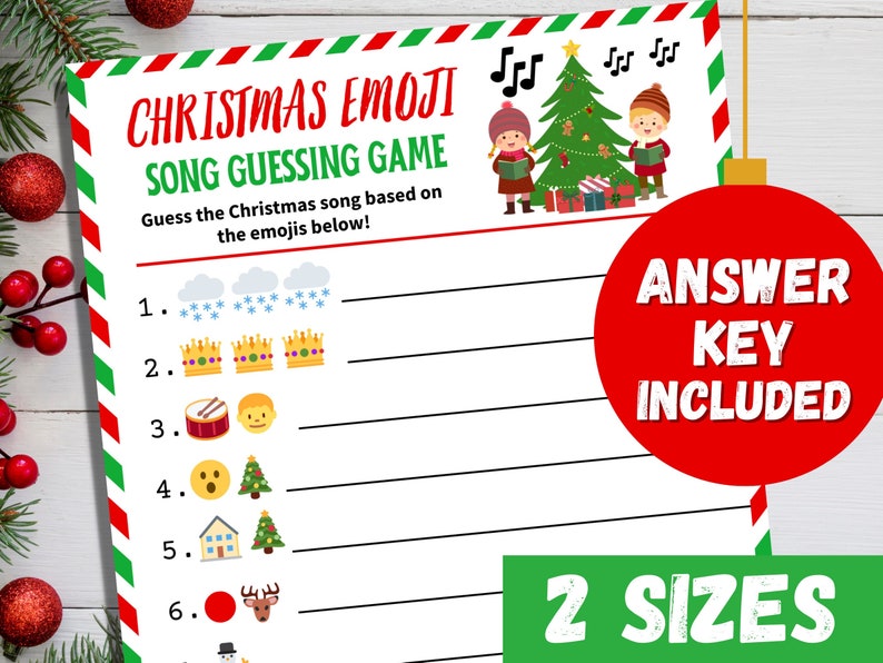 Christmas SONG Emoji Game, Guess the Christmas Song, Printable Activity ...
